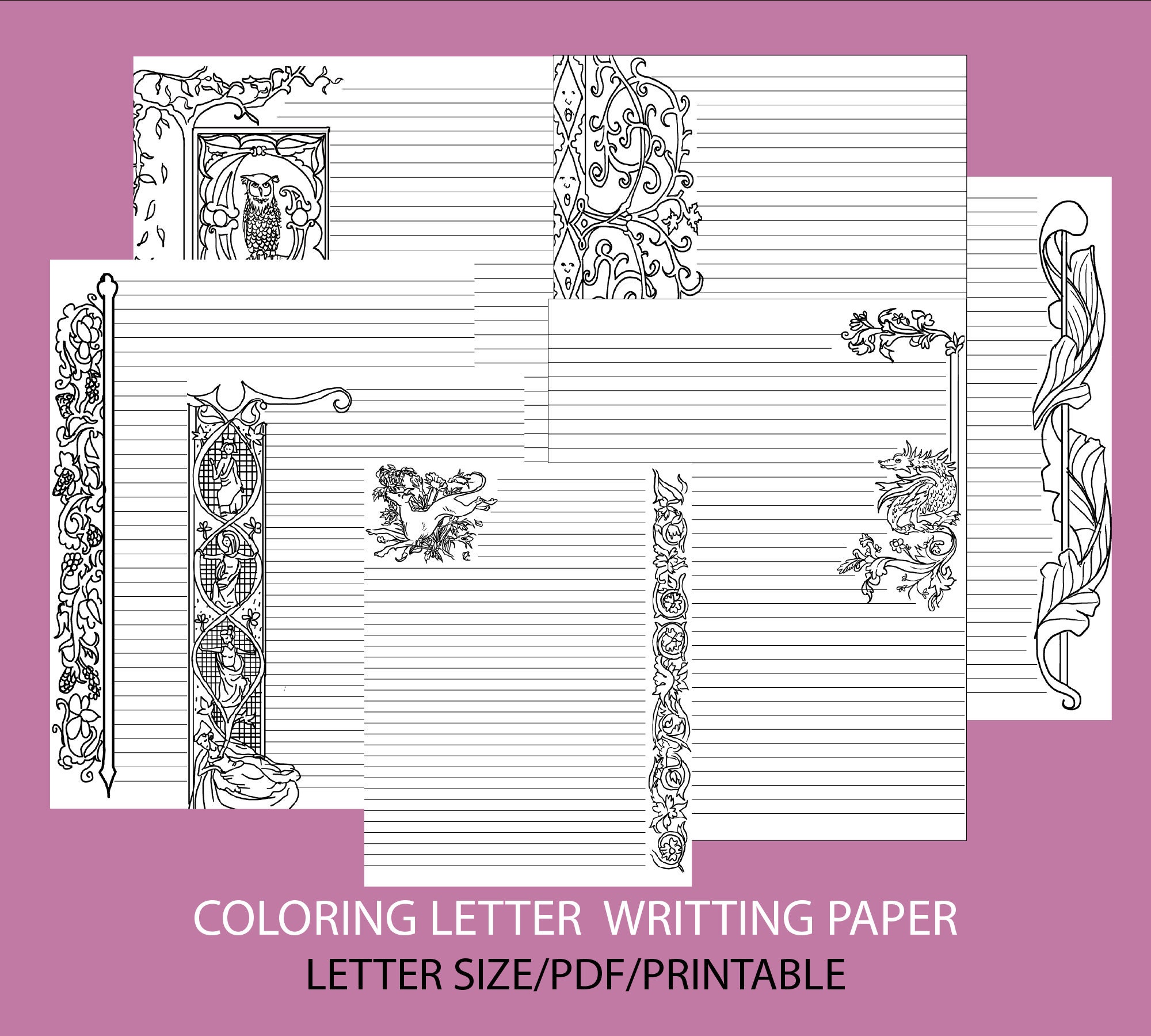 Coloring Medieval Writing Paper , Printable Medieval Journal Pages ...