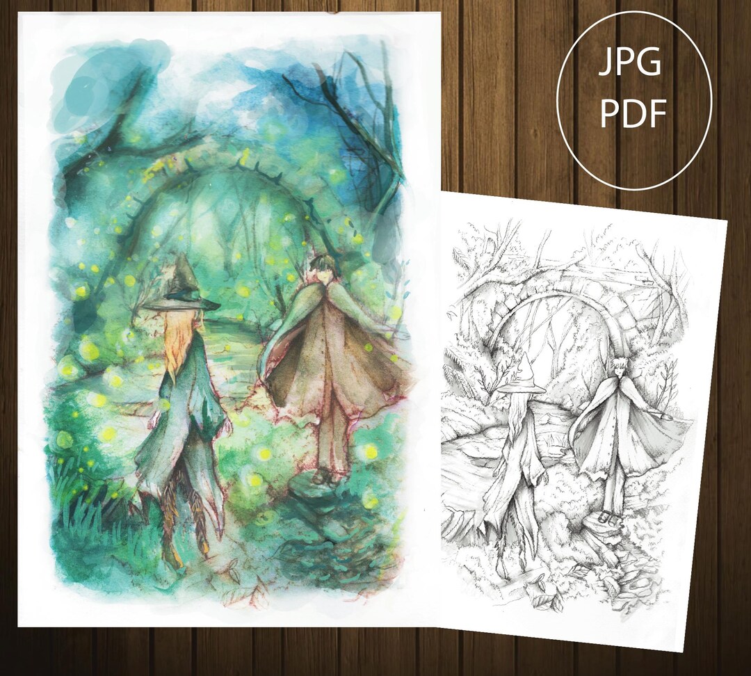 Coloring Page: Magical Gathering of Witches in the Enchanted Forest, 4 ...