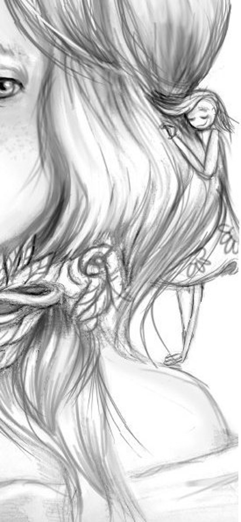 Beautiful Sad Adult Coloring Pages Printable Little Fantasy - Etsy