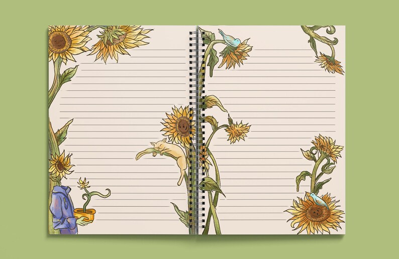 Sunflower Lined Writing Paper ,printable Stationary Paper , Nature ...