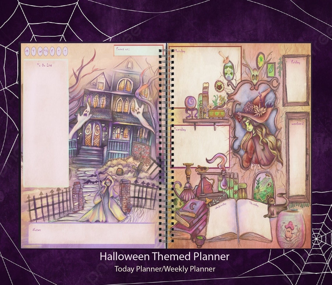 Witch Planner , Gothic Weekly and Monthly Planner , Halloween Daily ...