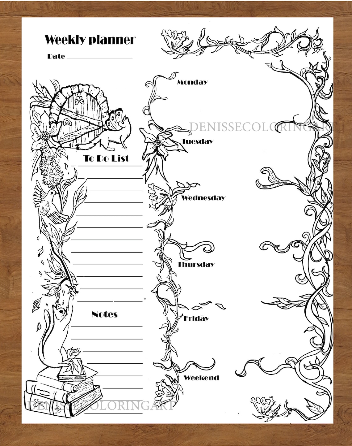 Daily Weekly Monthly Planner Coloring Planner Printable | Etsy