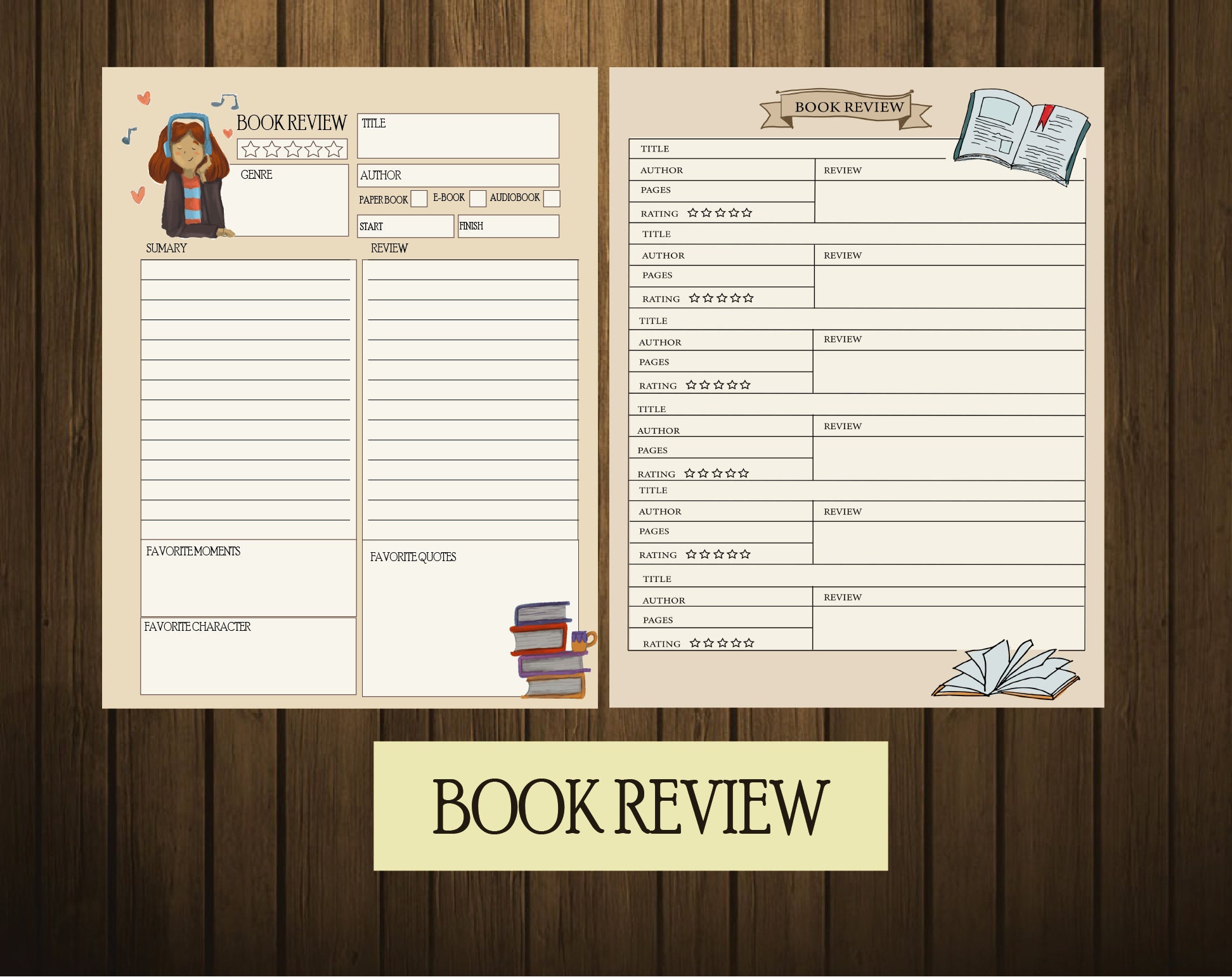 Reading Journal Printable , Book Tracker , Book Lover Gift ... Reading Journal Printable , Book Tracker , Book Lover Gift ...