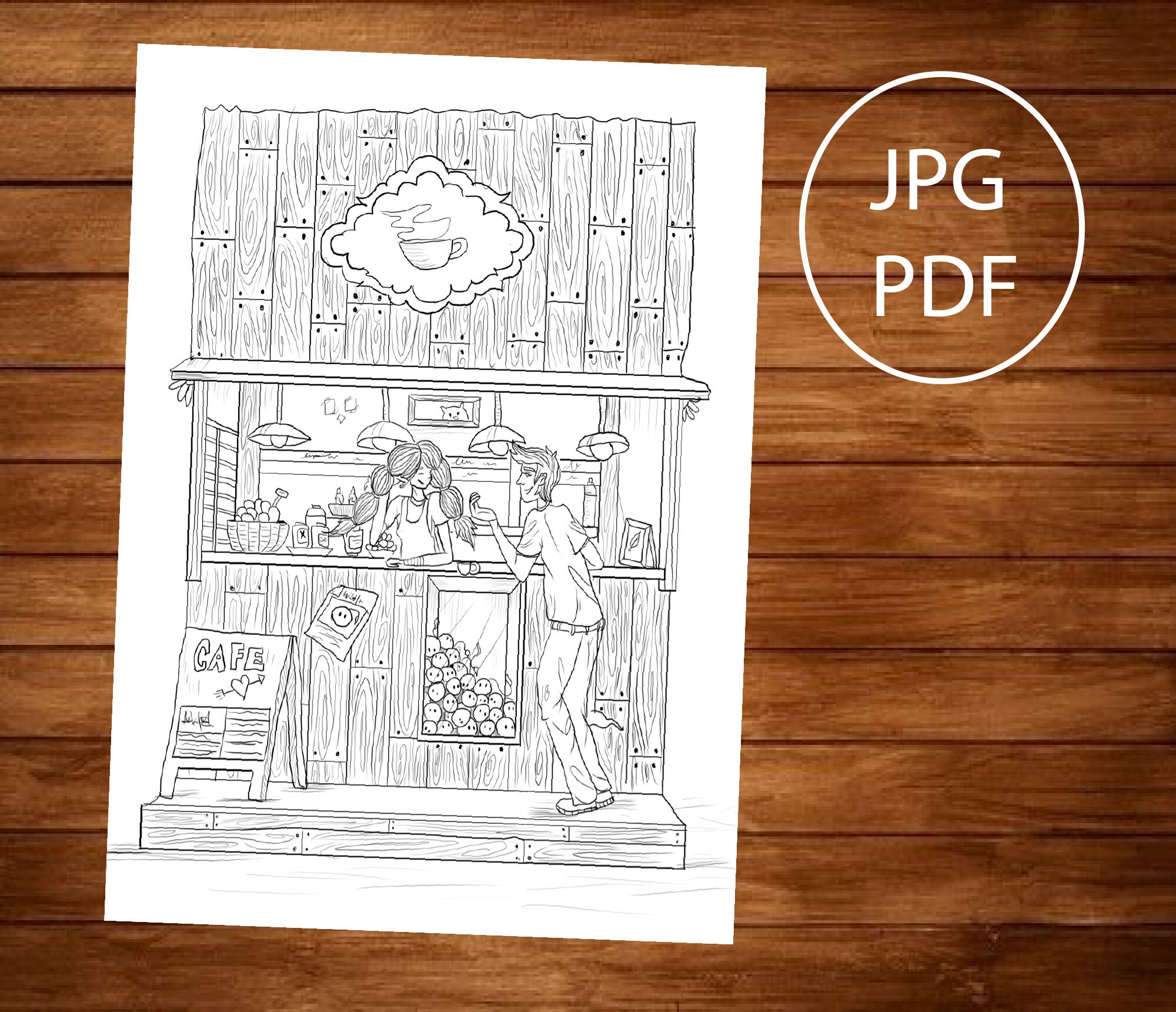 Cute Storefront Coloring Page , Coloring Page for Kids and Adults ...