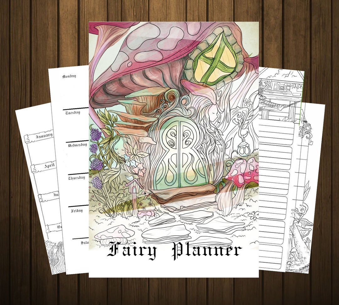 Printable Coloring Planner , Perpetual Fairy Planner Pages , Set Daily ...