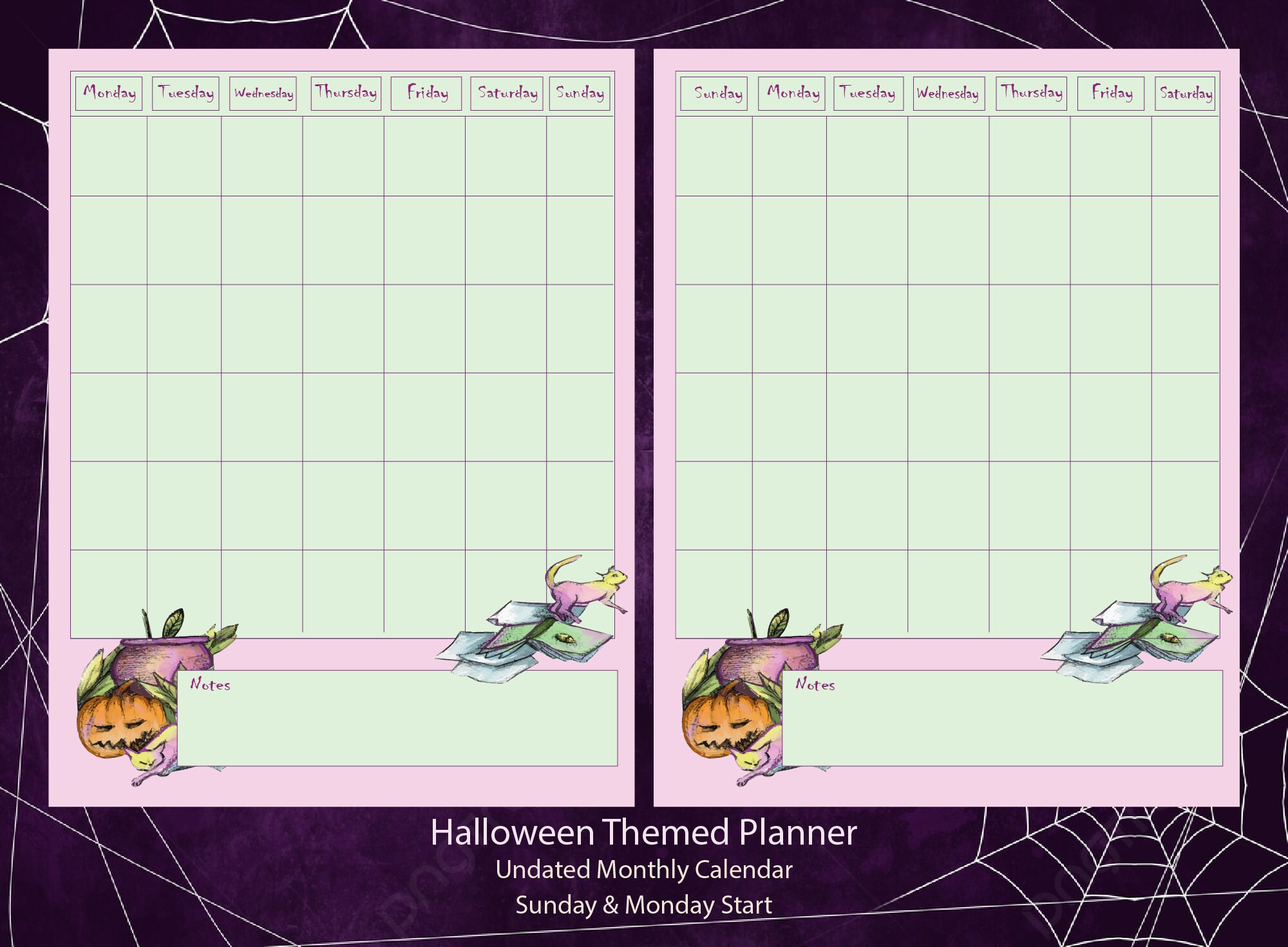 Witchy Planner Printable , Pastel Goth Planner , Halloween Planner ...