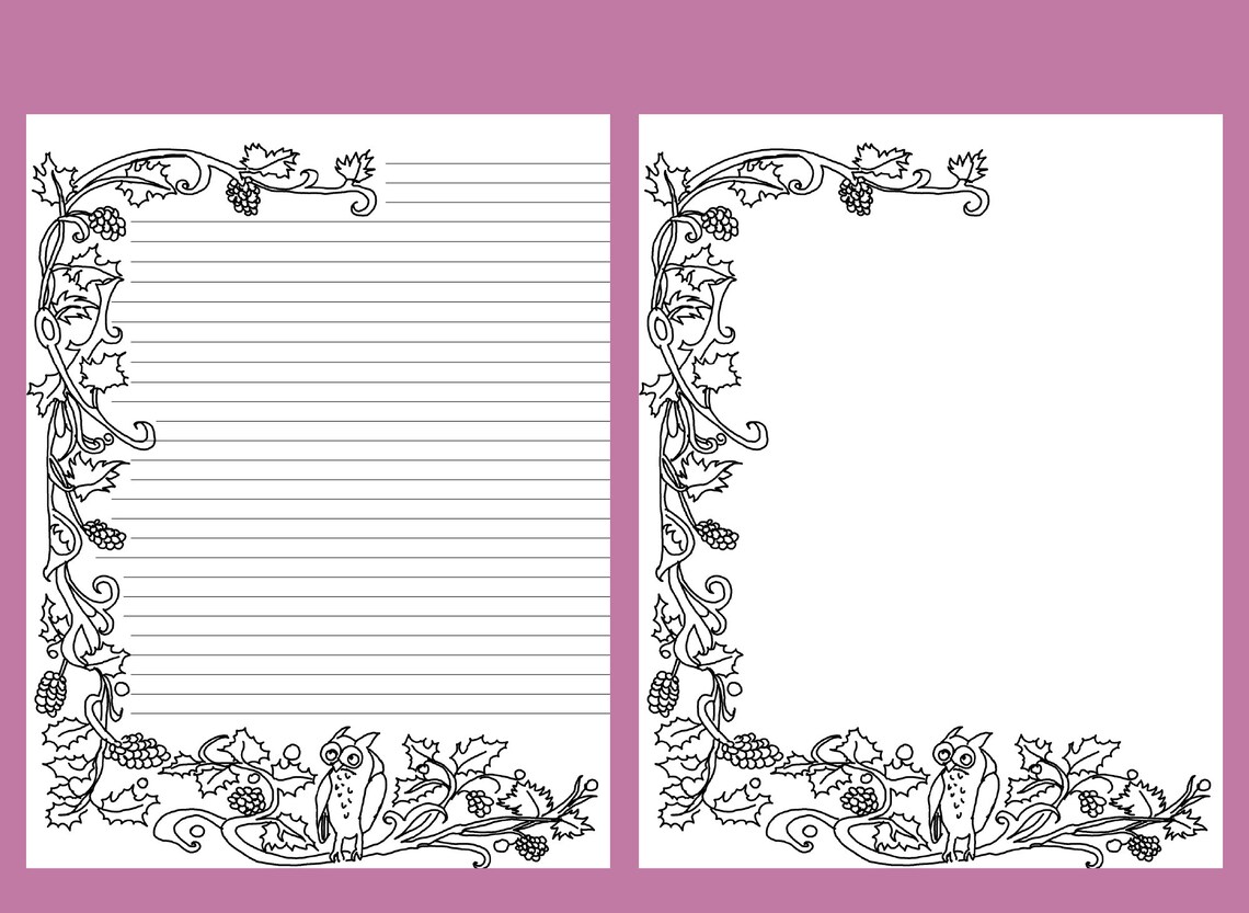 Coloring Flowers Letter Writing Paper Floral Letter Writing | Etsy