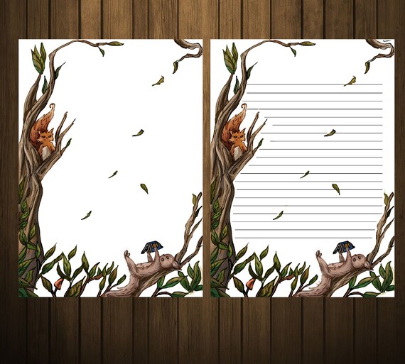 Woodland Stationery Printable Pretty Letter Writing Paper | Etsy