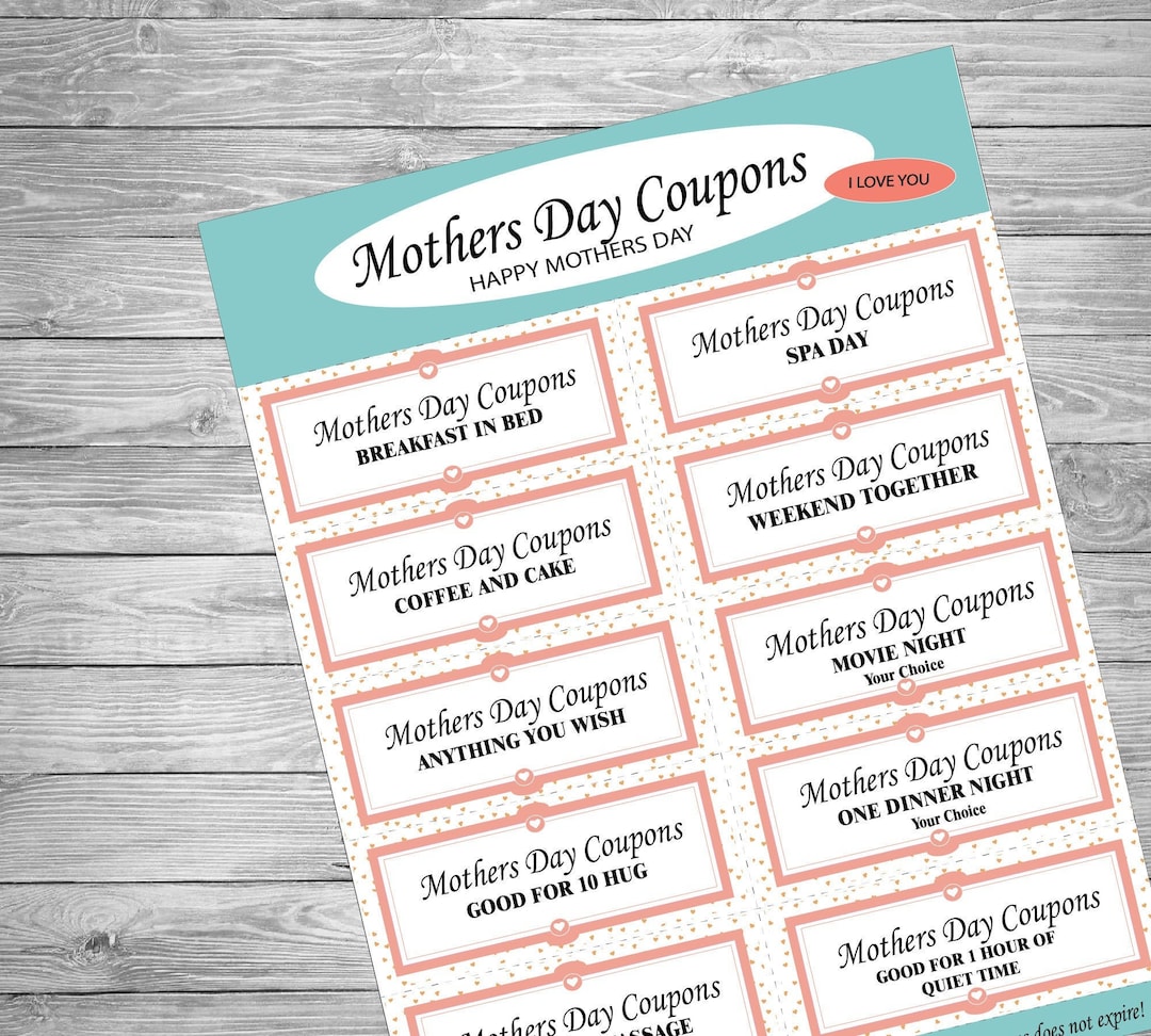 Printable Coupons for Mom , Printable Birthday Gift , Printable Mothers ...