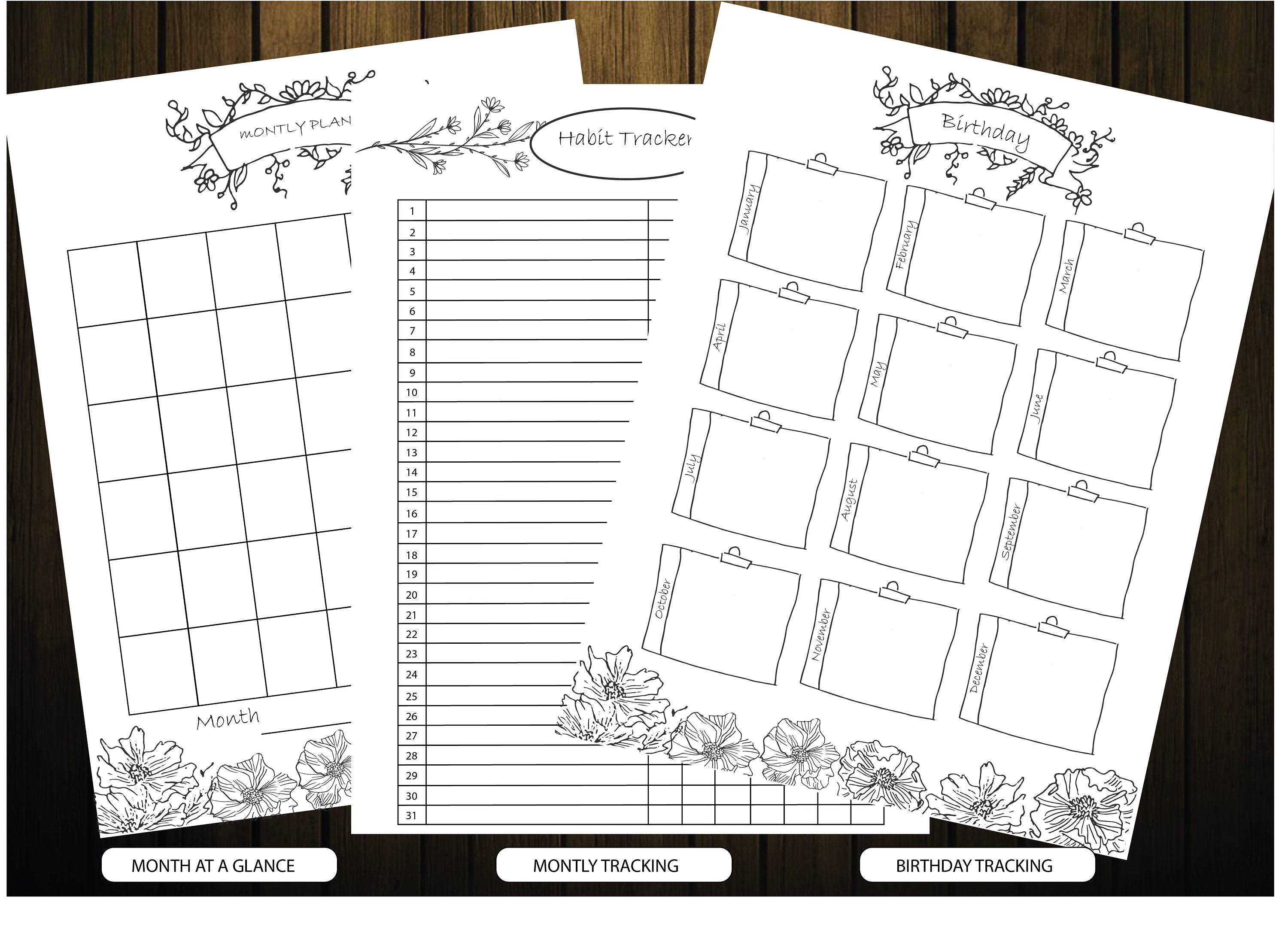 Printable Coloring Planner 2021 Perpetual Floral Planner | Etsy