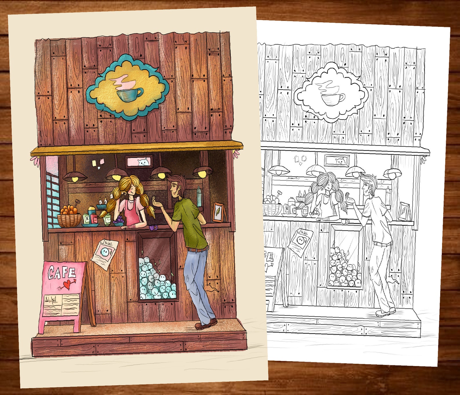 Cute Storefront Coloring Page , Coloring Page for Kids and Adults ...