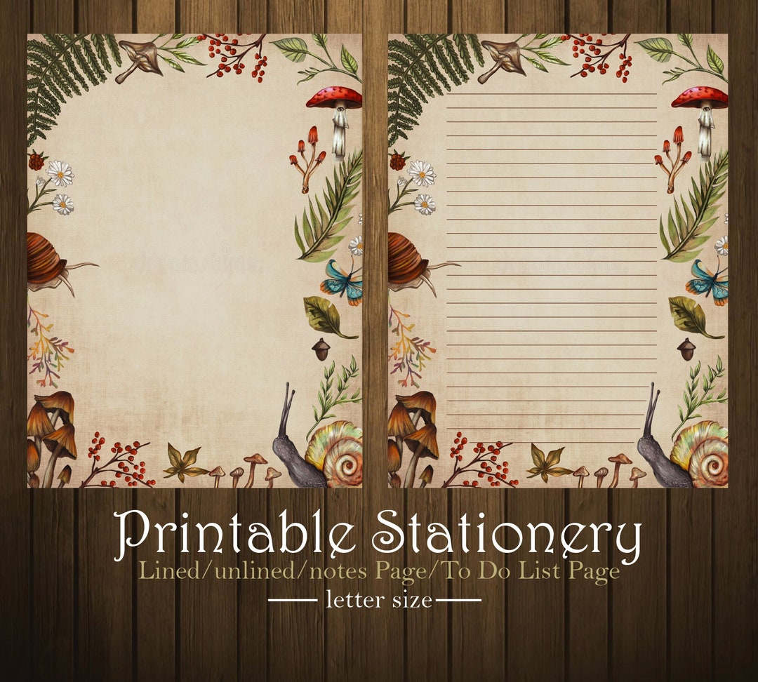 Botanical Stationery Printable , Printable Snail Writing Sheets , Fall ...