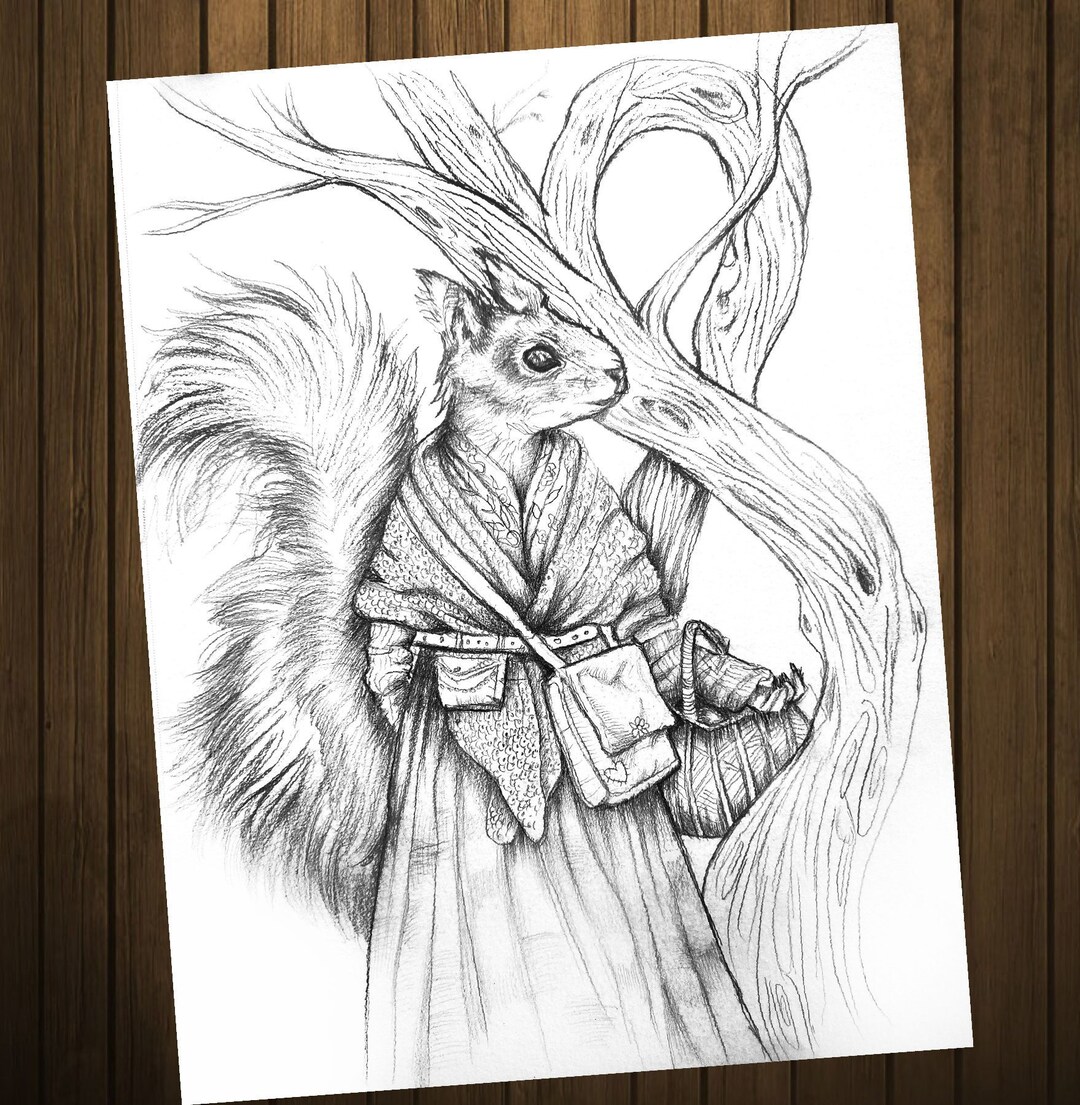 Squirrel Adult Coloring Pages , Woodland Animals Coloring Pages ...