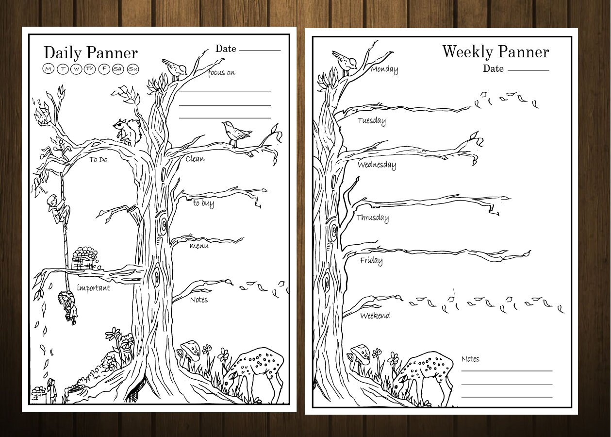 Weekly Coloring Planner Printable Daily Planner Page | Etsy