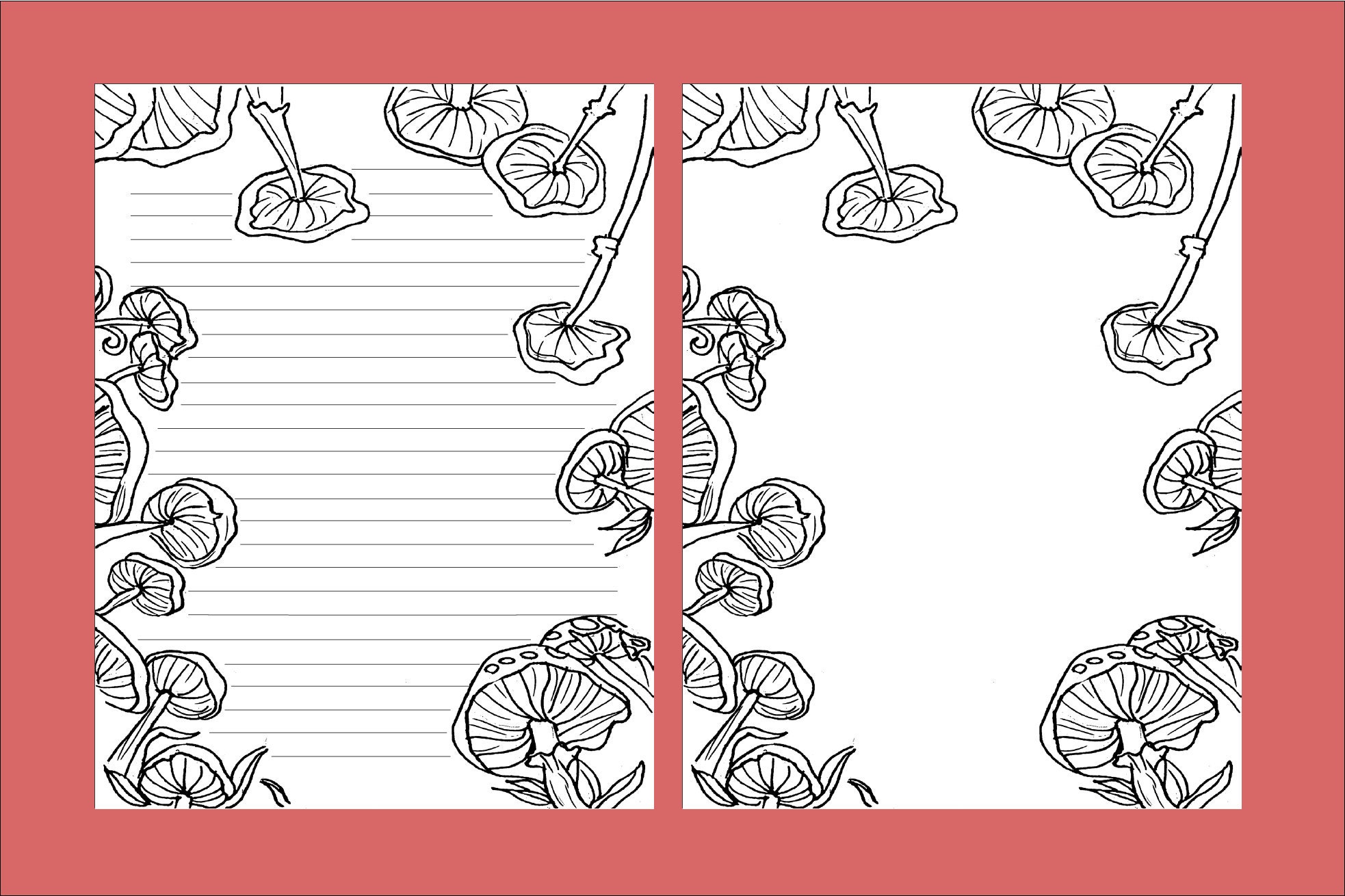 Coloring Mushroom Writing Paper Set nature Stationery Set - Etsy