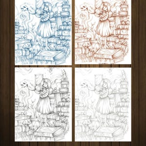 Coloring Page: Culinary Witch , Adult Coloring Page, Printable PDF in 4 ...