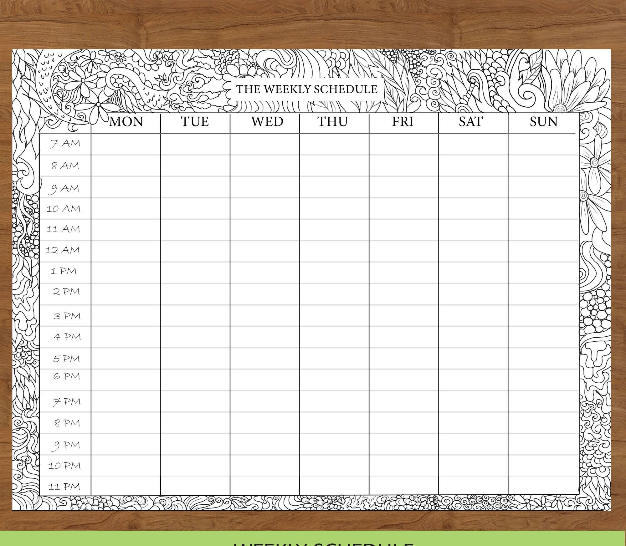 Kids schedule coloring schedule pdf weekly coloring | Etsy