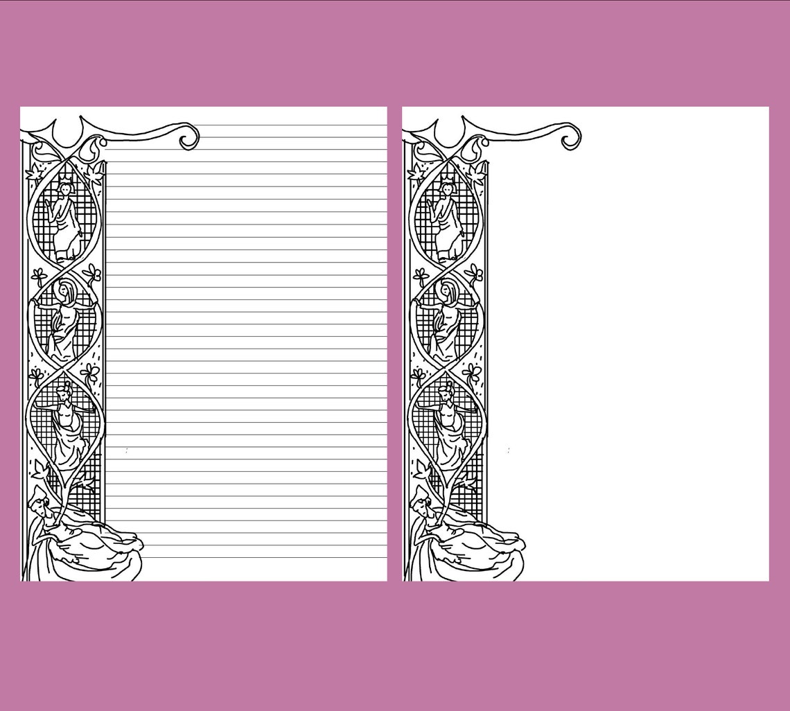 Coloring Medieval Writing Paper Printable Medieval Journal - Etsy