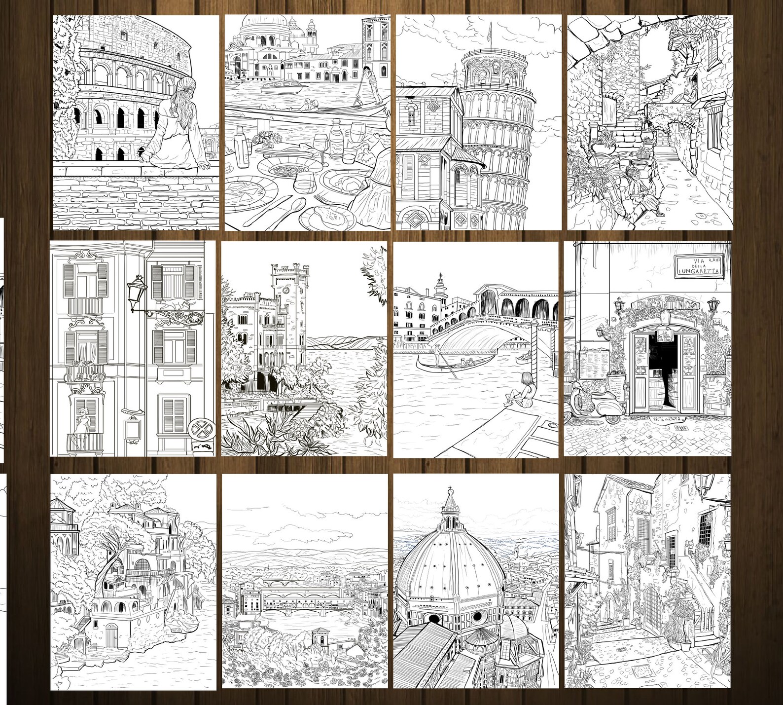 Italy Coloring Book Pdf Adult Coloring Book 12 City - Etsy Canada