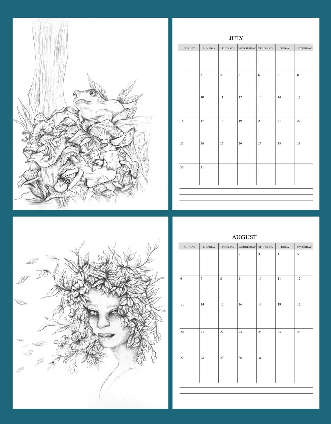 Coloring Calendar 2023 Printable Adult Coloring Calendar Etsy