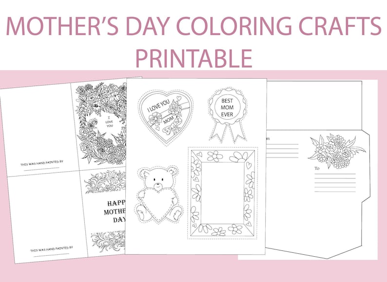 Mothers Day Card Printable Coloring , Mothers Day Coloring Page, Crafts ...