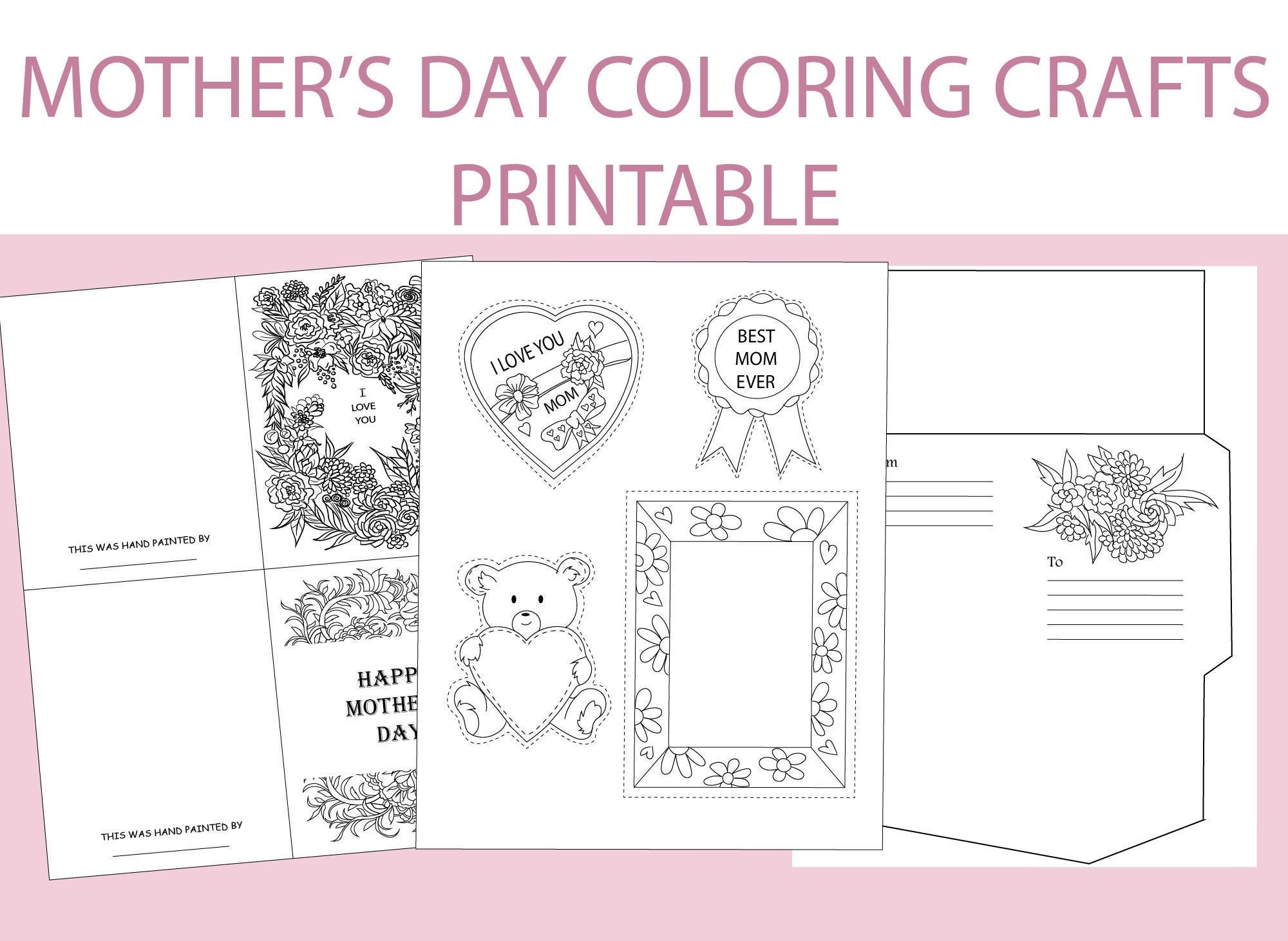 Mothers Day Card Printable Coloring , Mothers Day Coloring Page, Crafts ...