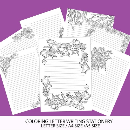 Printable Stationary Digital Download Coloring Letter - Etsy