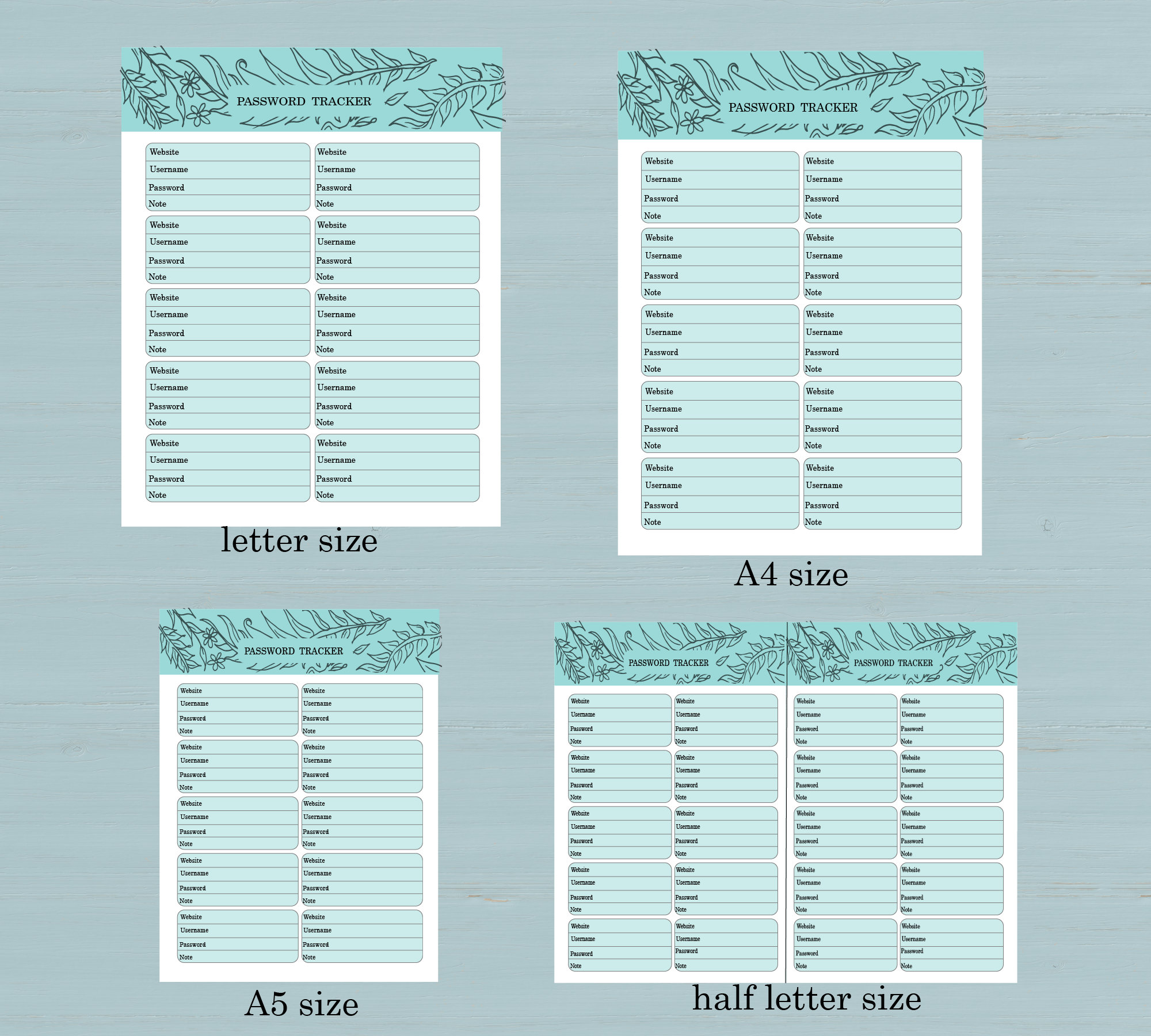 Password book printable printable password log password - Etsy España