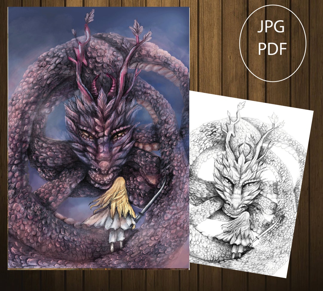 Chinese Dragon Coloring Page Pdf , Fantasy Dragon Adult Coloring Page ...