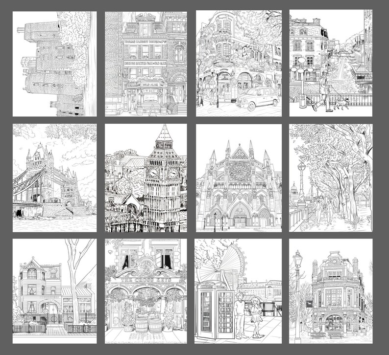 London Coloring Book Pdf City Adult Coloring Book Download - Etsy