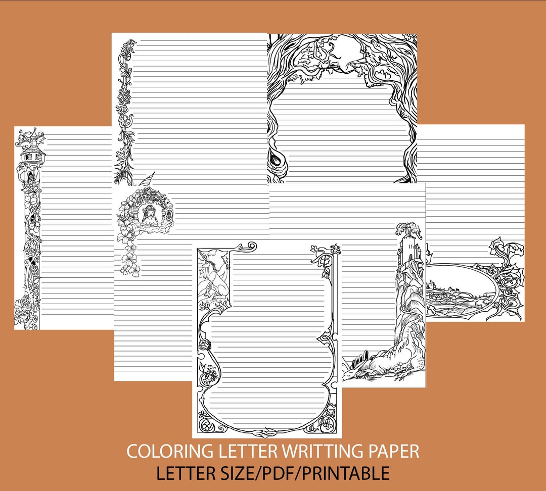 Fairytale Coloring Letter Writing Stationery , Printable Stationery ...