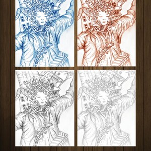 Fantasy Tree Coloring Page Pdf , Adult Coloring Pages , Grayscale ...