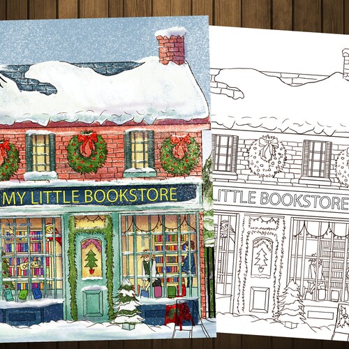 My Little Bookstore Coloring Page Pdf Adult Coloring Pages - Etsy