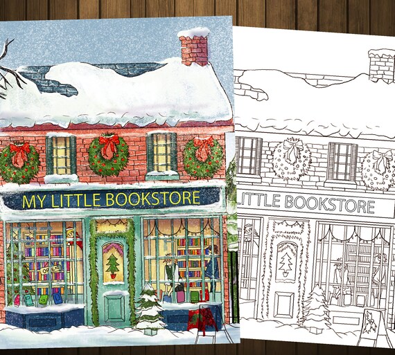 My Little Bookstore Coloring Page Pdf Adult Coloring Pages | Etsy