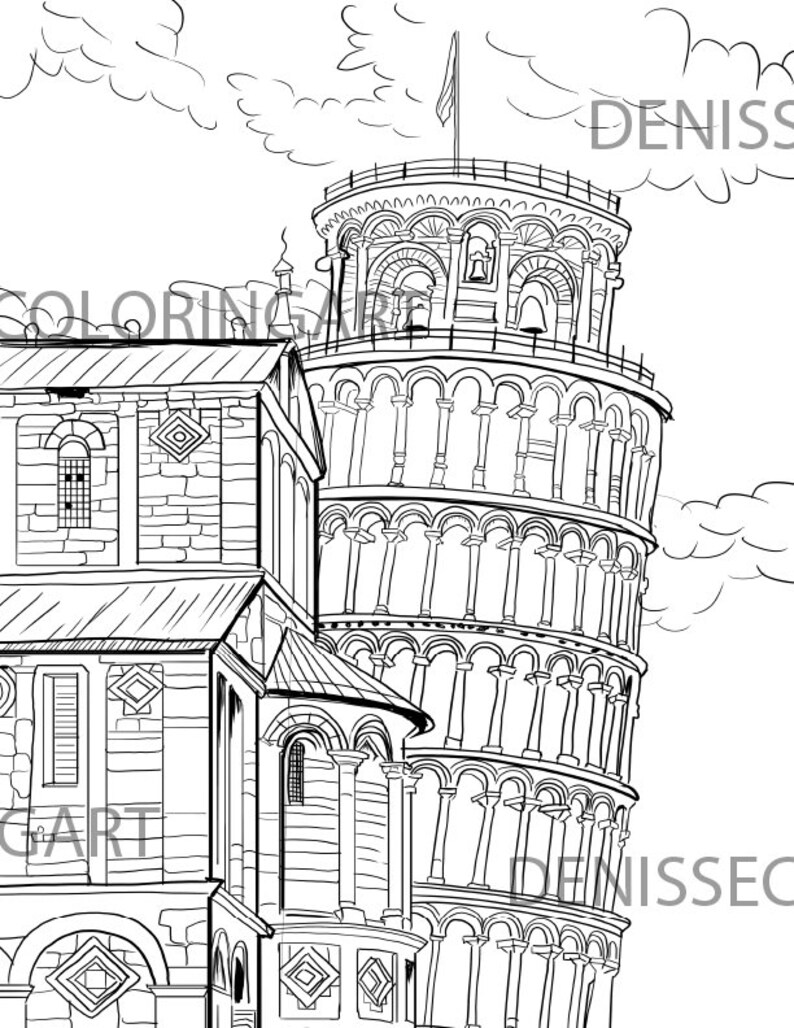 Italy Coloring Book Pdf Adult Coloring Book 12 City | Etsy Canada