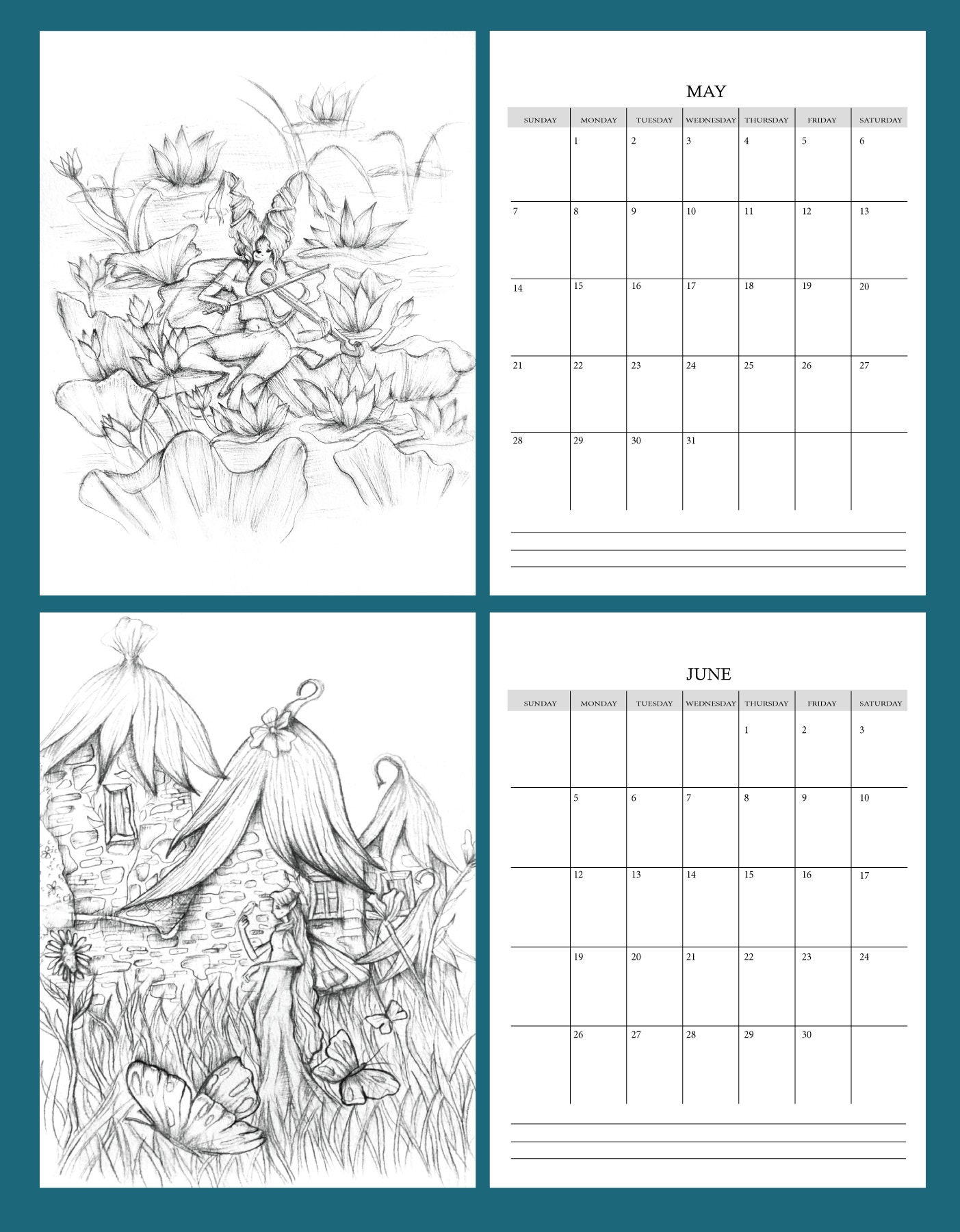 Coloring Calendar 2023 Printable Adult Coloring Calendar - Etsy Australia