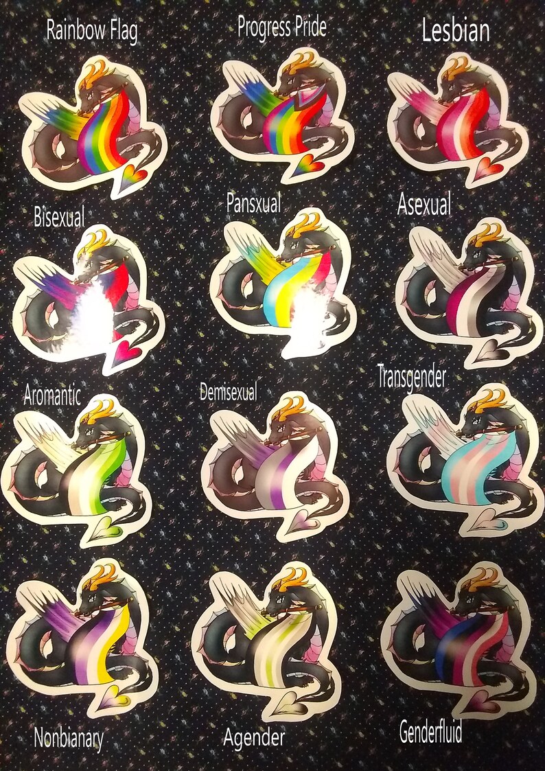 LGBTQ Pride Flag Dragon Sticker - Etsy