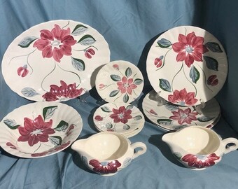 Blue Ridge Pottery Poinsettia With Colonial Edge Dinner Plate - Etsy