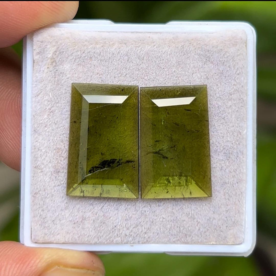 100% Natural Verdelite Tourmaline Flat Back Step Cut Slices Loose ...