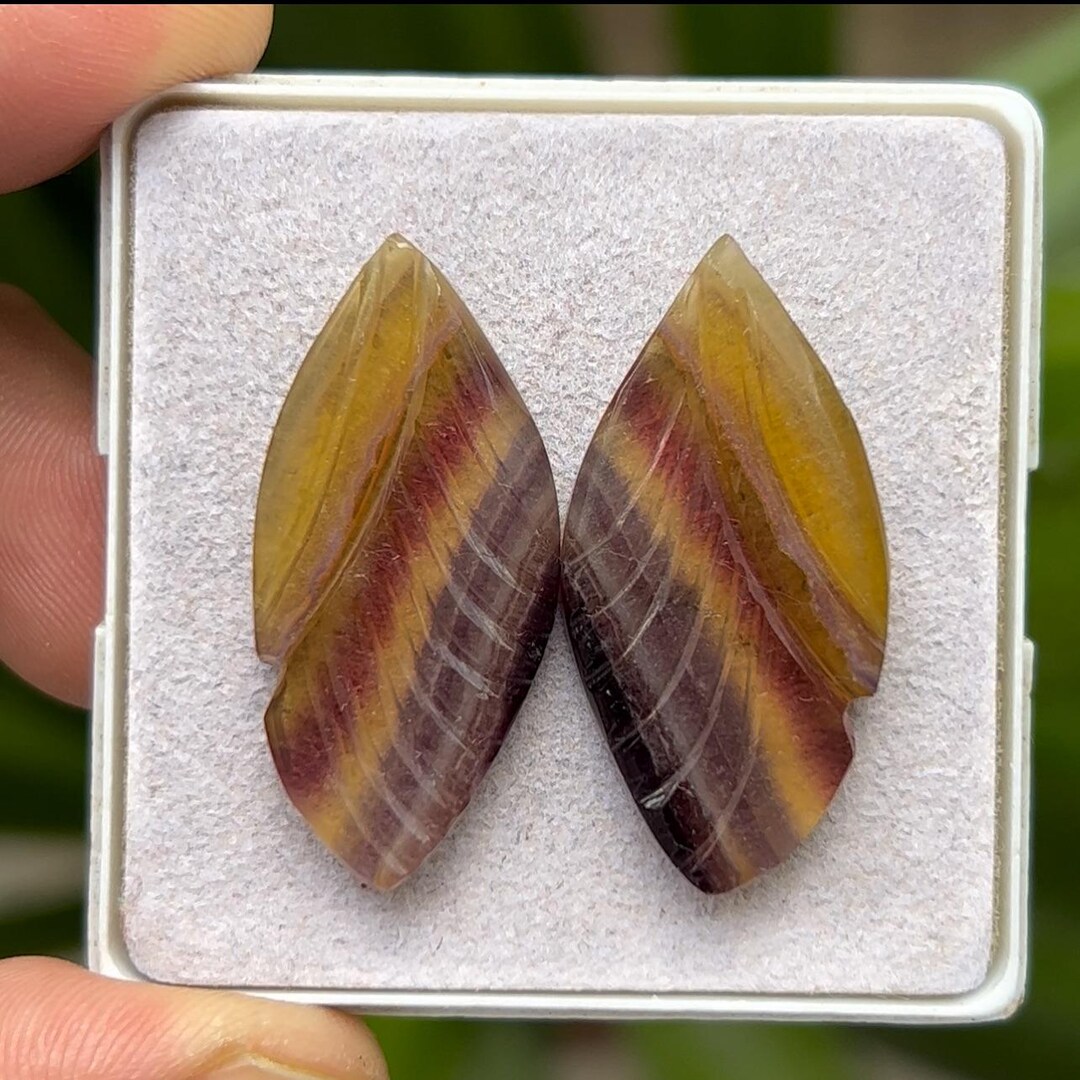 100% Natural Fluorite Flat Back Hand Carving Loose Gemstones Fancy ...
