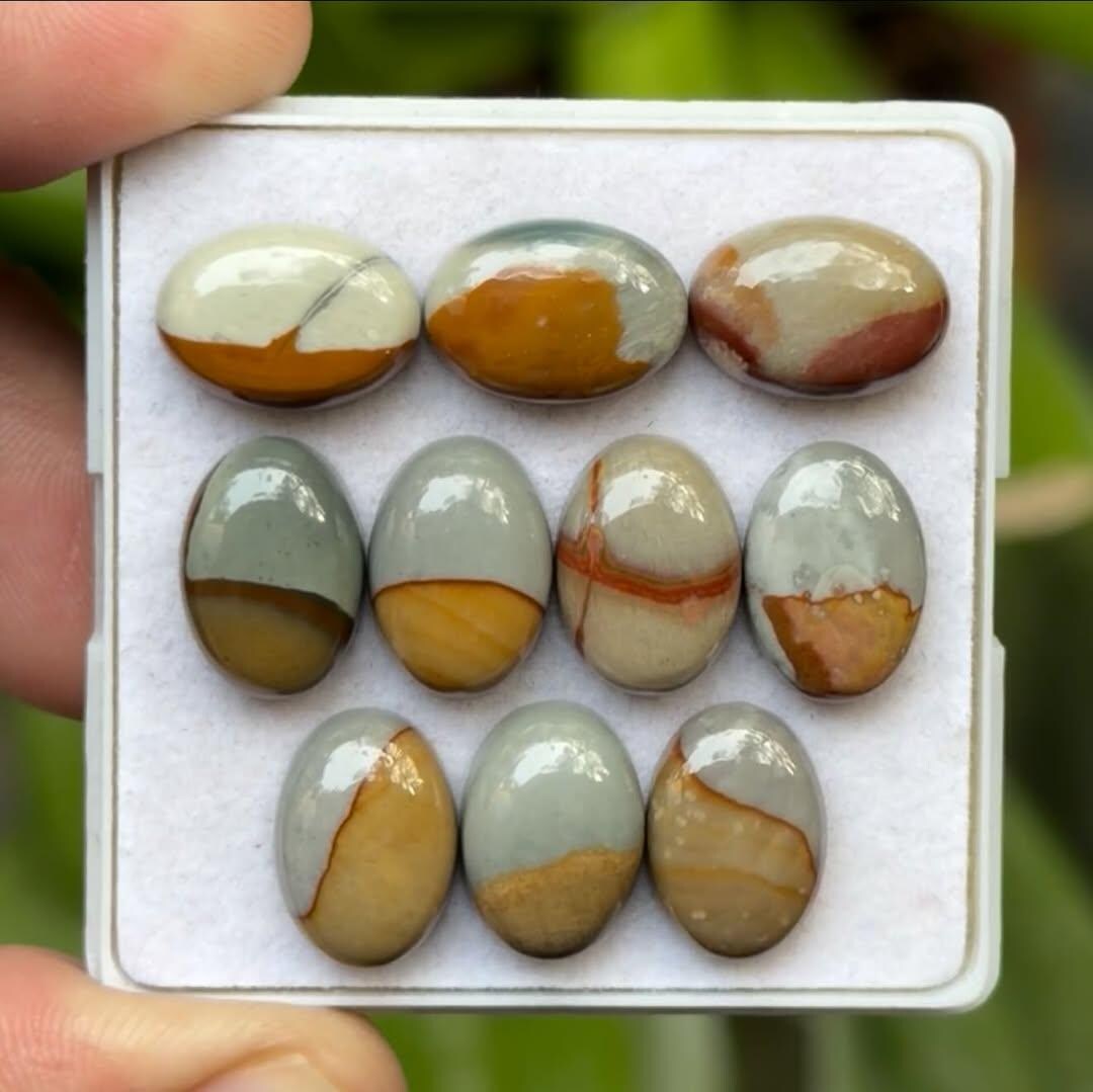 Polychrome Jasper Flat Back Cabochons Loose Gemstones Oval Shape, 10x14 ...