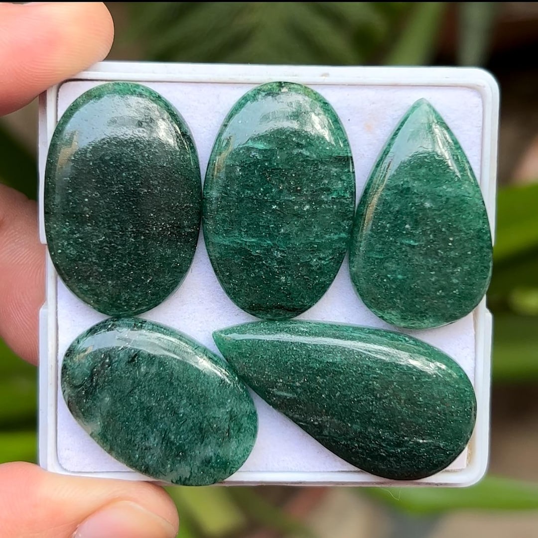 Green Aventurine Flat Back Cabochons Loose Gemstones Mix Shape, 30-39 ...