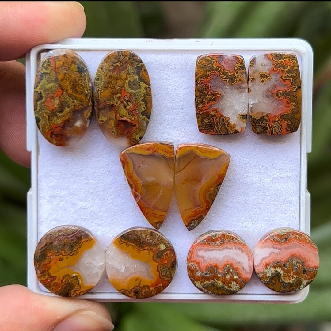 100% Natural Seam Agate Flat Back Cabochons Pairs Loose Gemstones Mix ...
