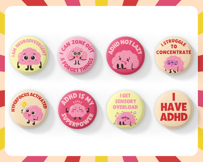 ADHD Pin Badges | Hidden Disability | Neurodiversity | Awareness ...