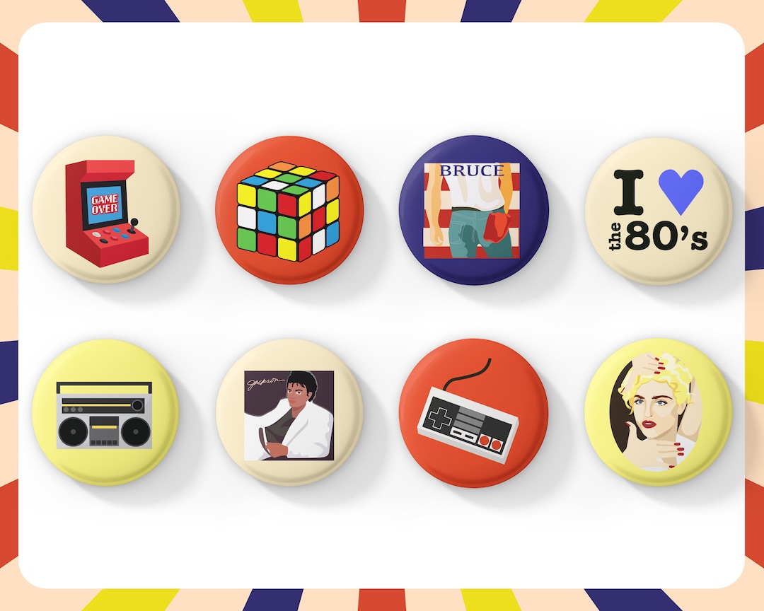 8 80s Pin Badges 80s Merchandise Retro Throwback 1980s - Etsy
