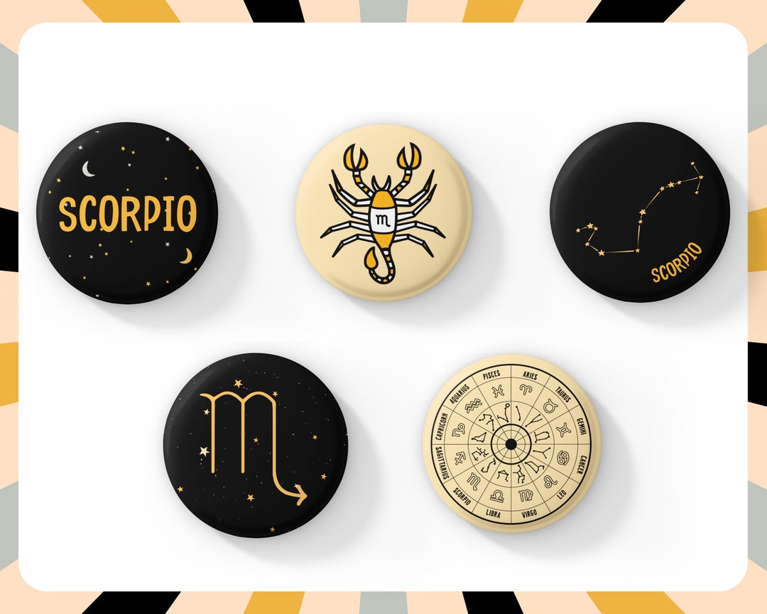 Scorpio Pin Badges | Zodiac Sign | Birthday Button | Star Constellation ...