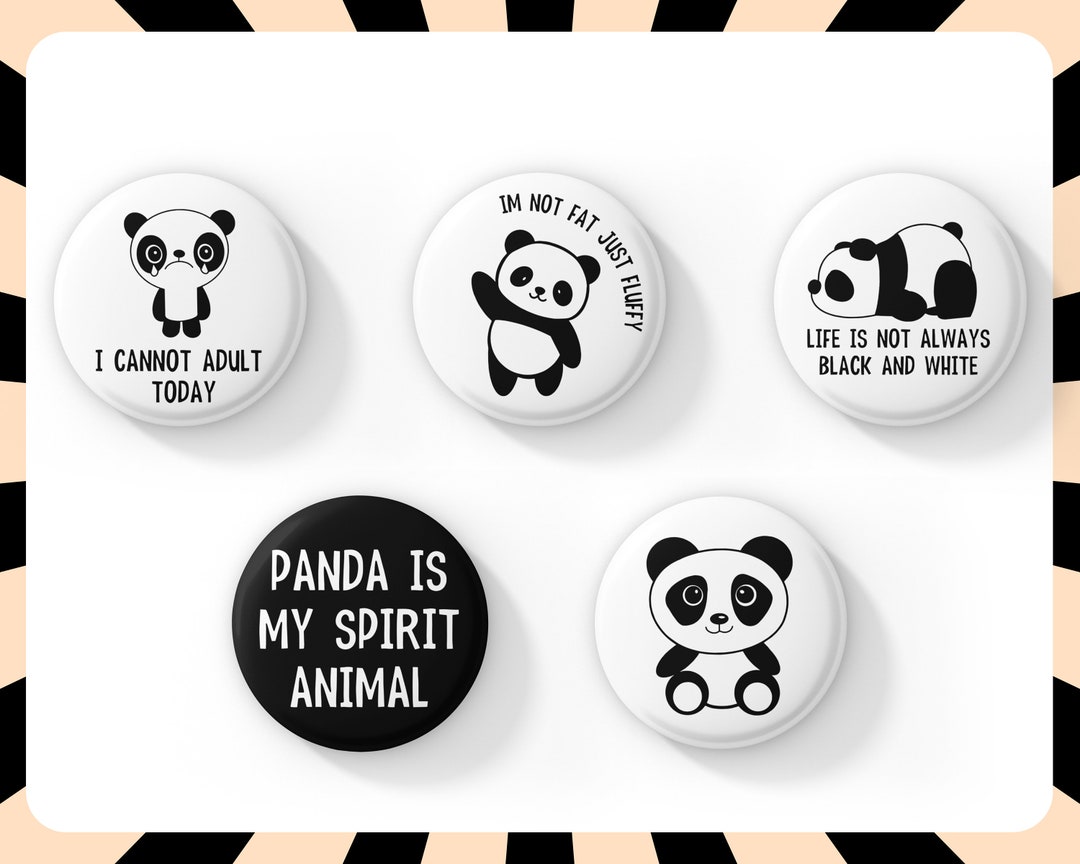 Cute Panda Pin Badges | Panda Lover Gift | Birthday Button | Kawaii ...