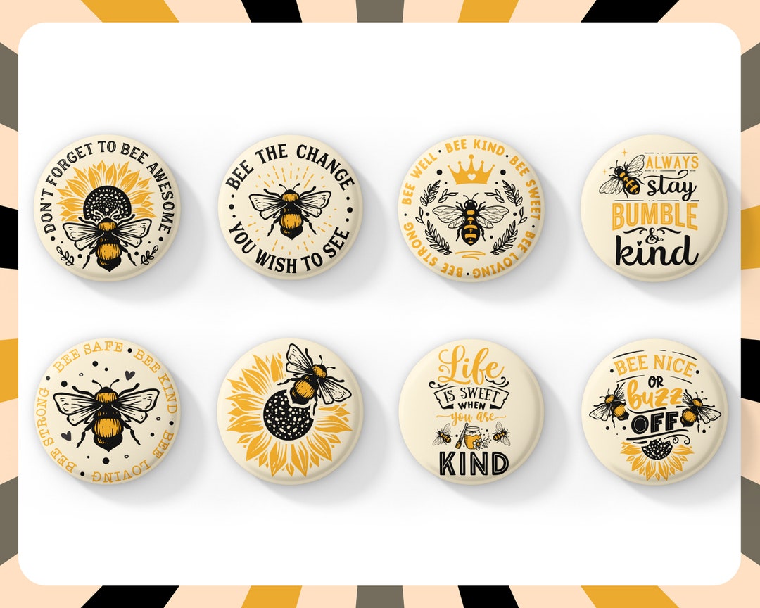 Bees Pin Badges 38mm/bee Happy/save the Bees - Etsy