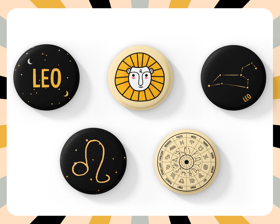 Leo Pin Badges | Zodiac Sign | Birthday Button | Star Constellation ...