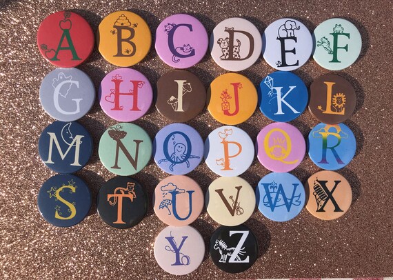 A to Z Alphabet Pin Badges Animal Alphabet Word Lover | Etsy